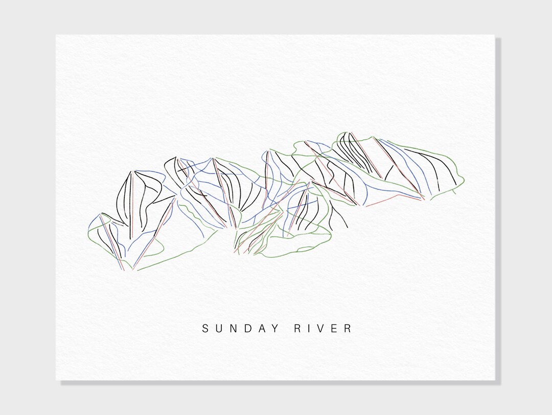 Sunday River | Newry, ME | Trail Map Gift for Mountain House Ski Decor ...