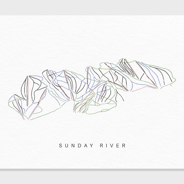 Sunday River Trail Map Wall Art - Etsy
