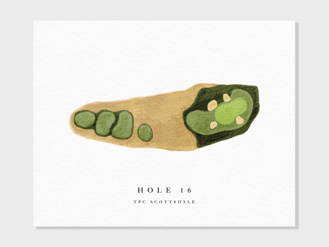 Hole 16 at TPC Scottsdale | Golf Course Map, Golfer Decor Gift ...