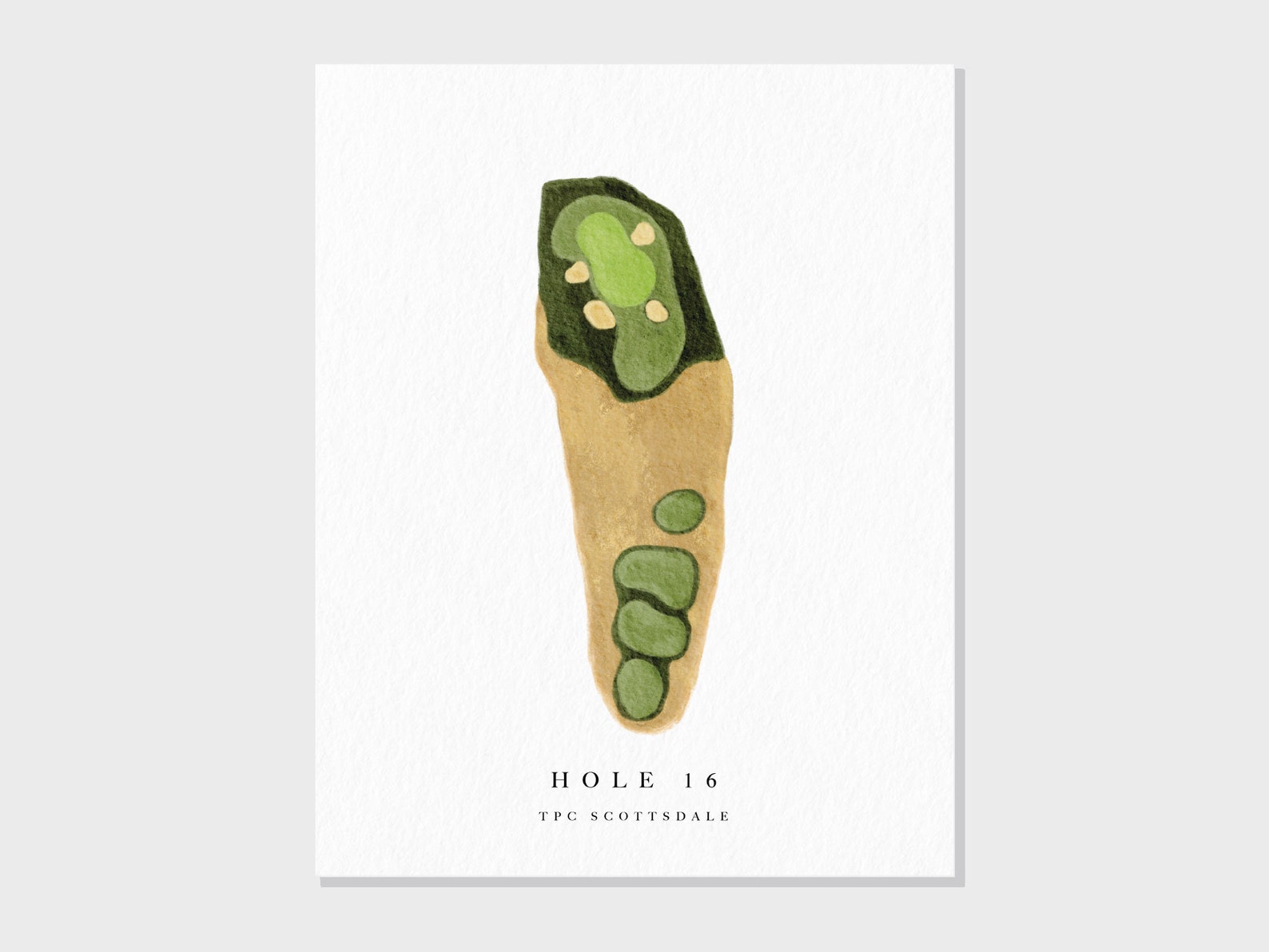 Hole 16 at TPC Scottsdale | Golf Course Map, Golfer Decor Gift ...