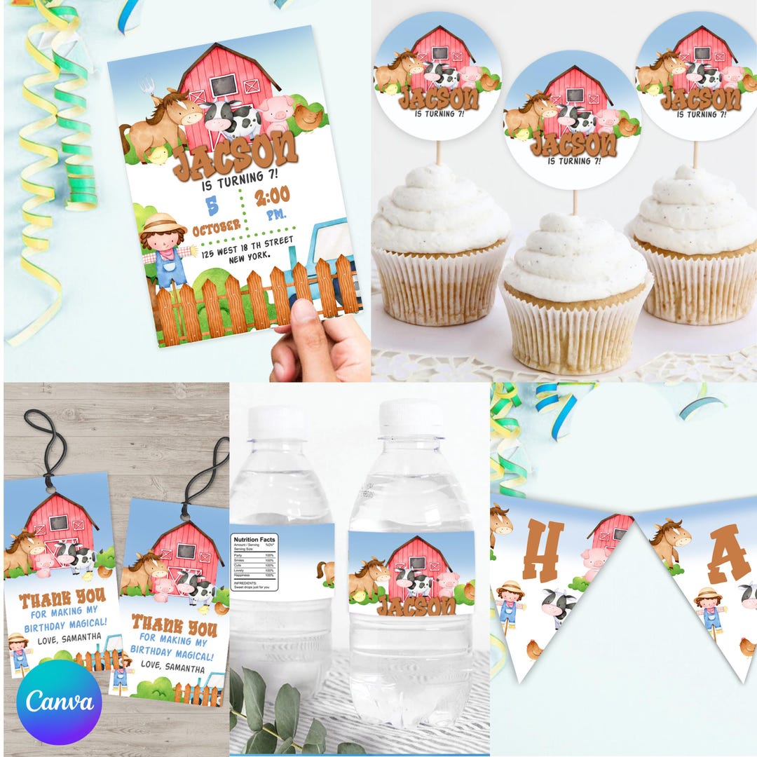 Editable Farm Birthday Party Bundle. Digital P008 - Etsy