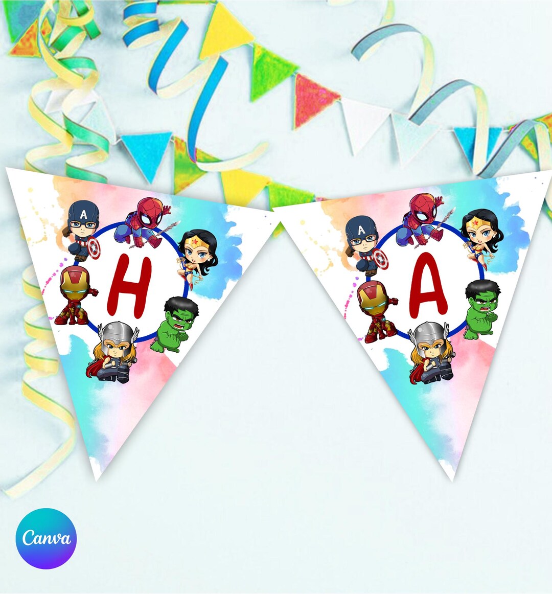 Editable Super Hero Banner. Digital P011 - Etsy