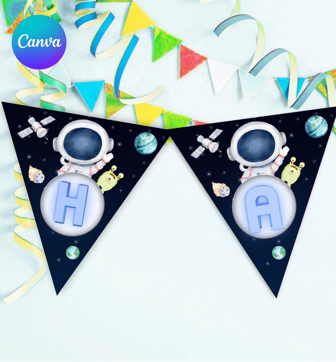 Editable Outer Space Birthday Banner. Astronaut Banner. Planets Party ...