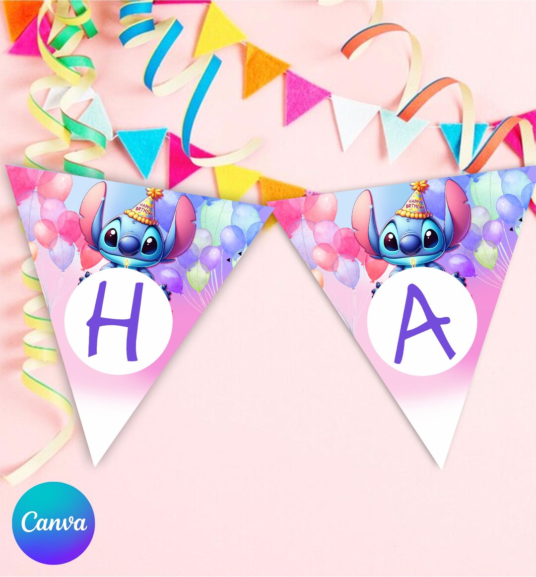 Editable Stitch Birthday Banner. Digital P003 - Etsy