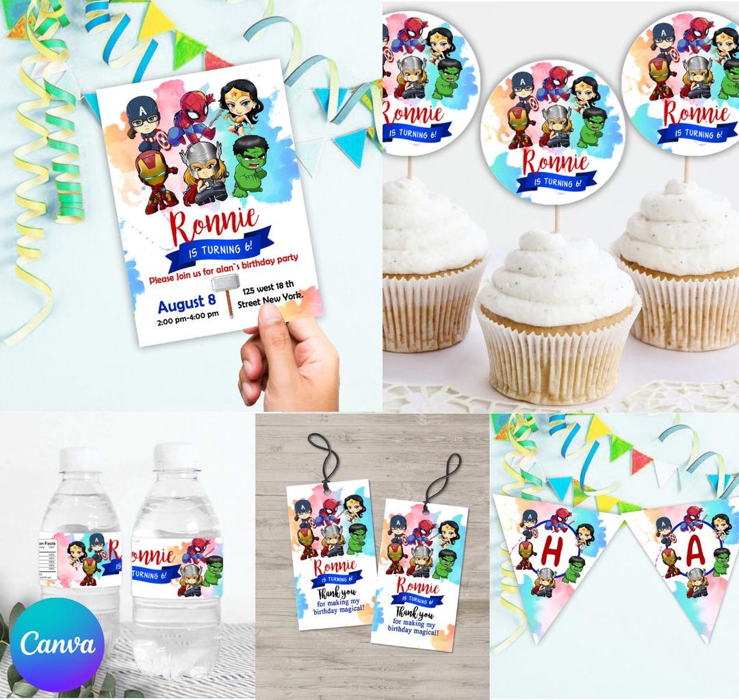 Editable Super Hero Birthday Party Bundle. Digital P011 - Etsy