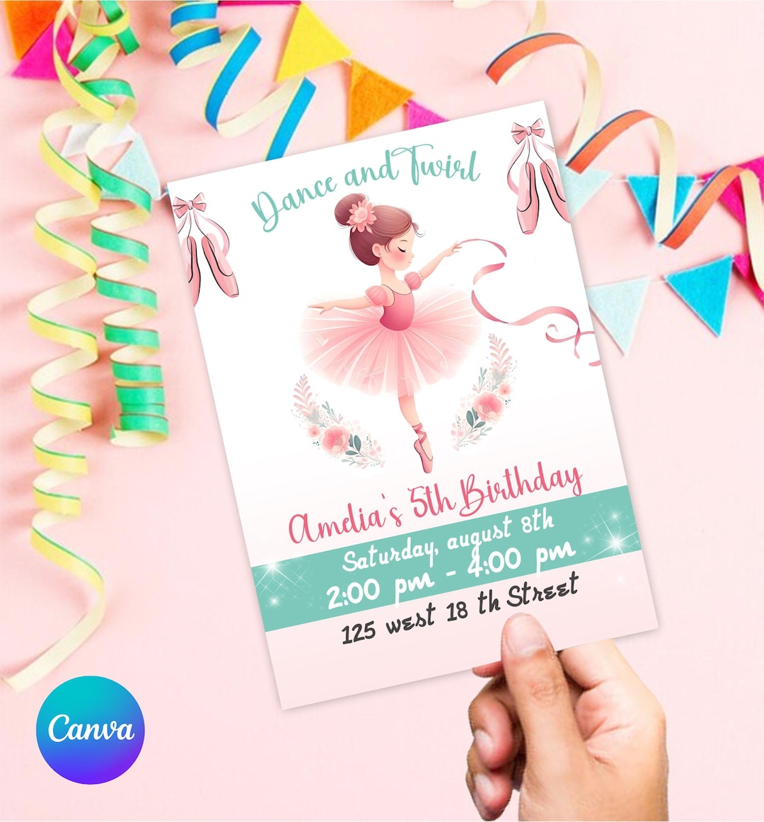 Editable Ballet Birthday Invitation. Digital P007 - Etsy