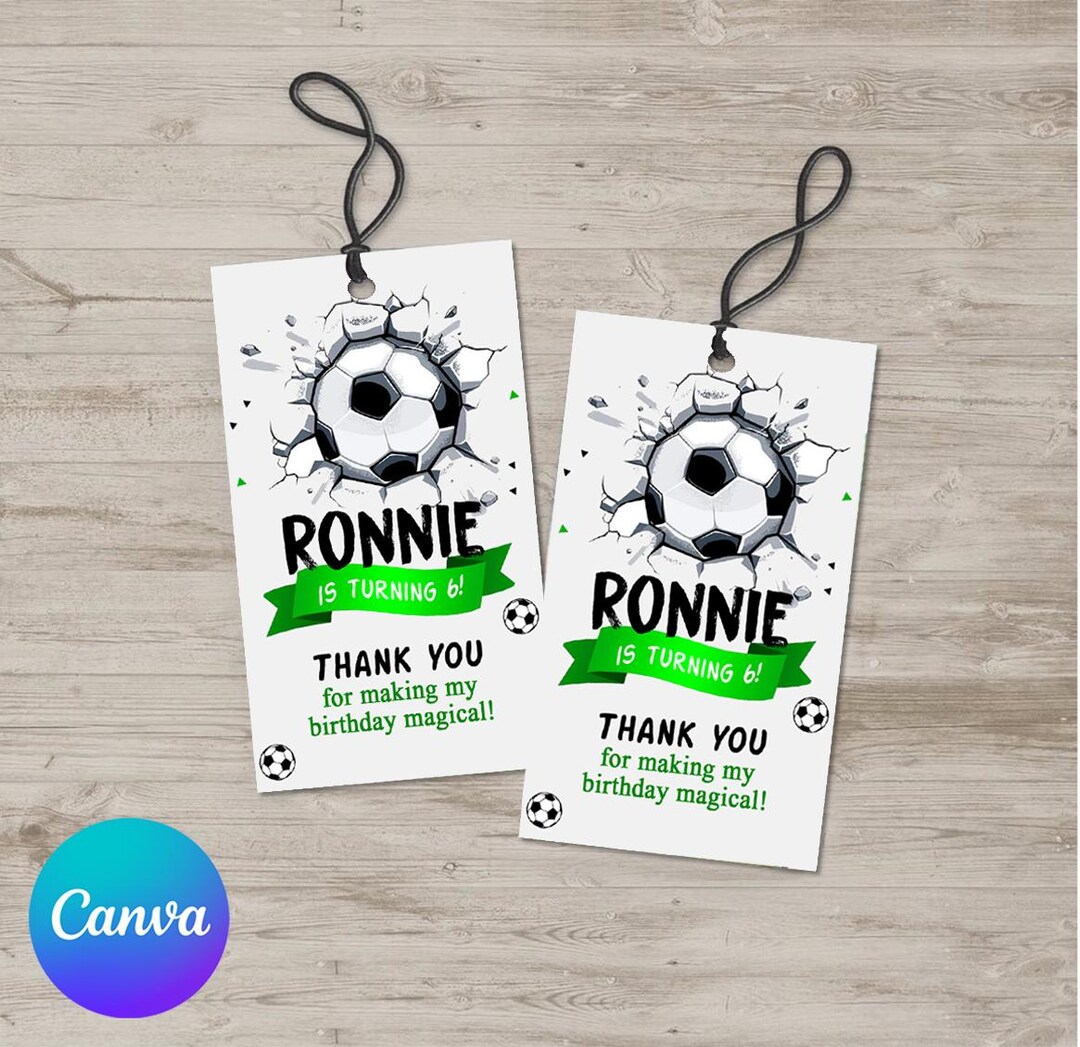 Editable Soccer Thank You Tags. Favor Tag Birthday Invitation. Digital ...