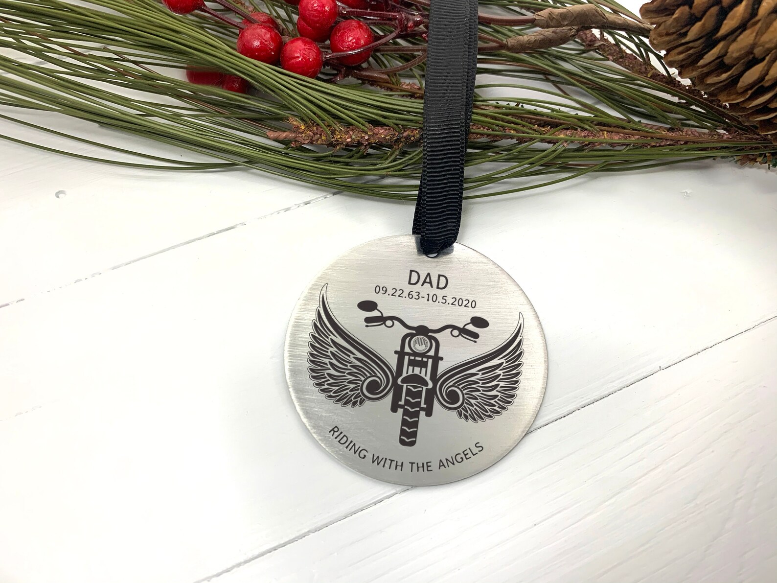 Winged Motorcycle Memorial Ornament • Loss Loved One • Memorial Biker ...