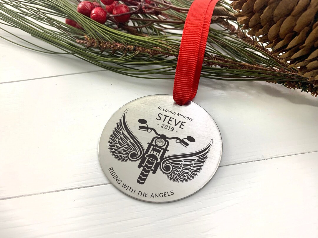 Winged Motorcycle Memorial Ornament • Loss Loved One • Memorial Biker ...