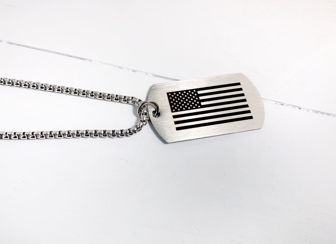 American Flag Dog Tag • Personalized Dog Tag Necklace • Military ...