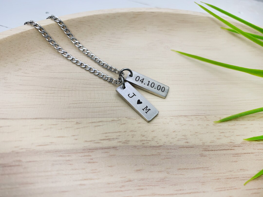 Mini Pendants Laser Engraved • Custom Necklace for Men • Anniversary ...