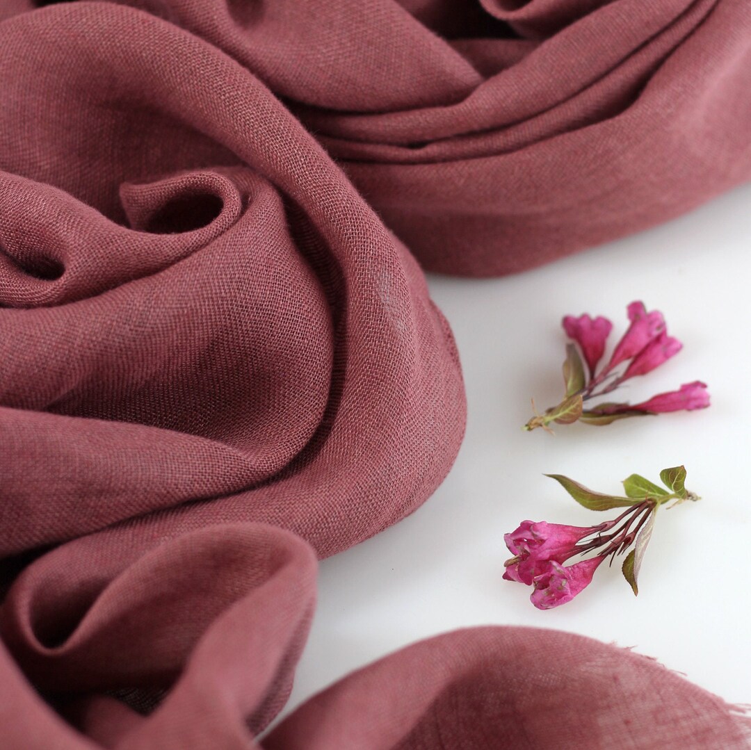Exclusive Linen Scarf, Real Linen Long Scarf, Rosewood Oldrose Burgundy ...