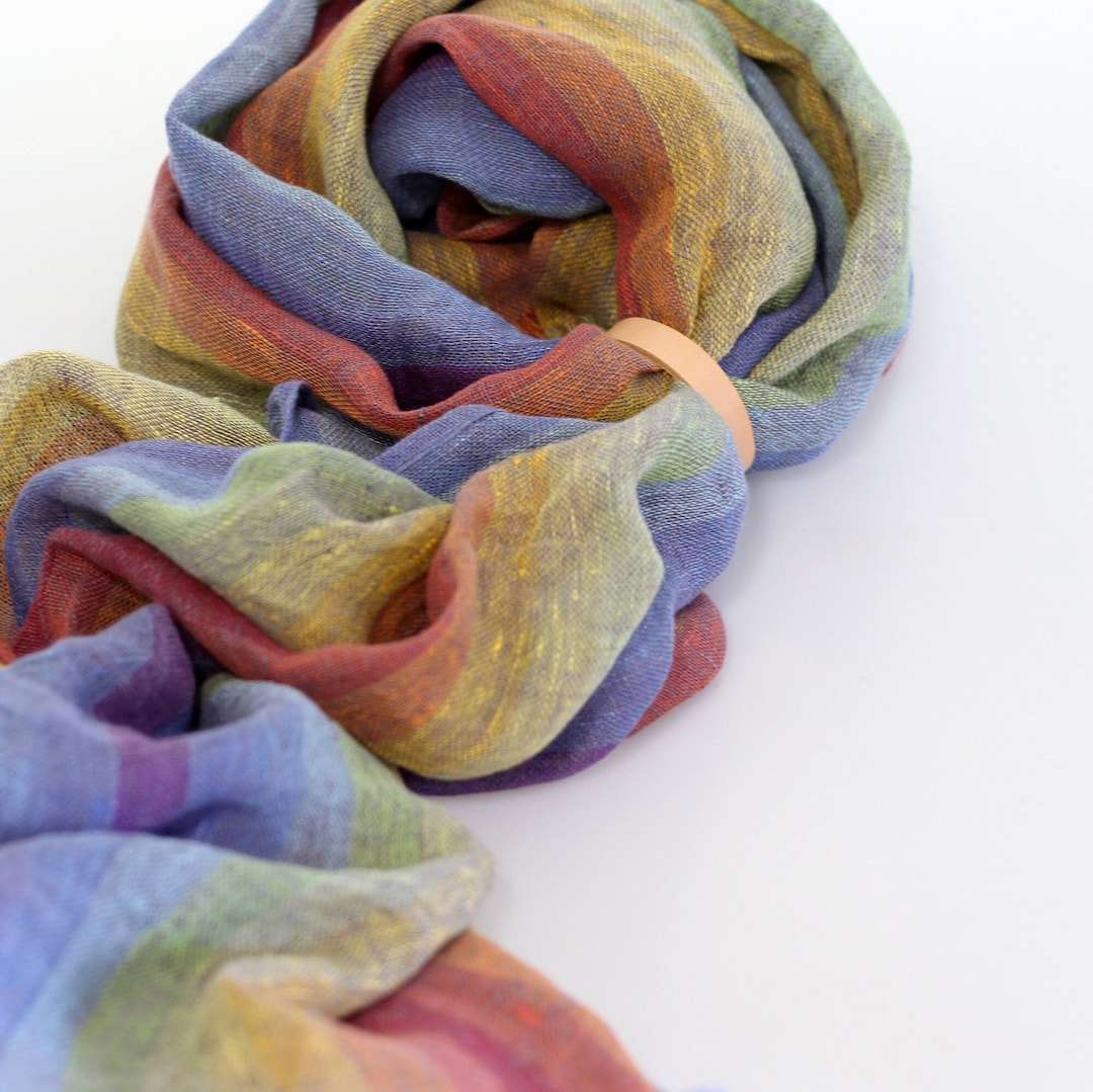 Elegant Long Handmade Luxury Rainbnow Linen Scarf for Ladies - Etsy