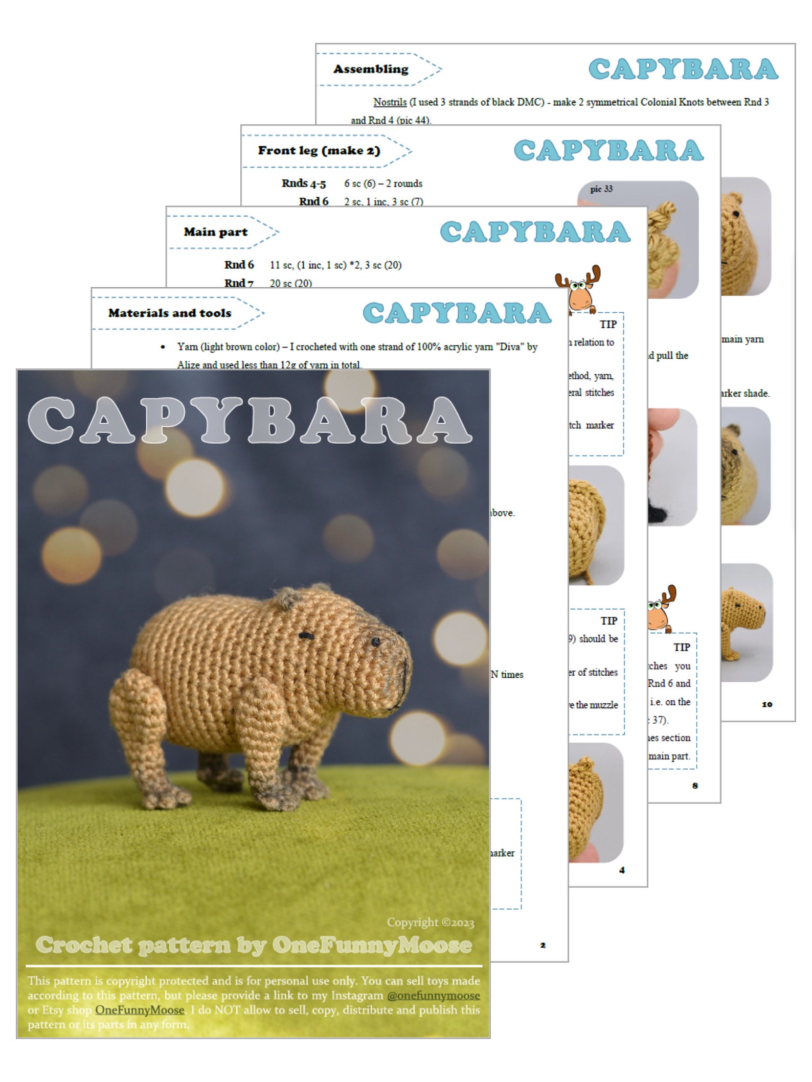 Capybara Crochet Pattern, Amigurumi Capybara Tutorial, DIY Crochet Mini ...