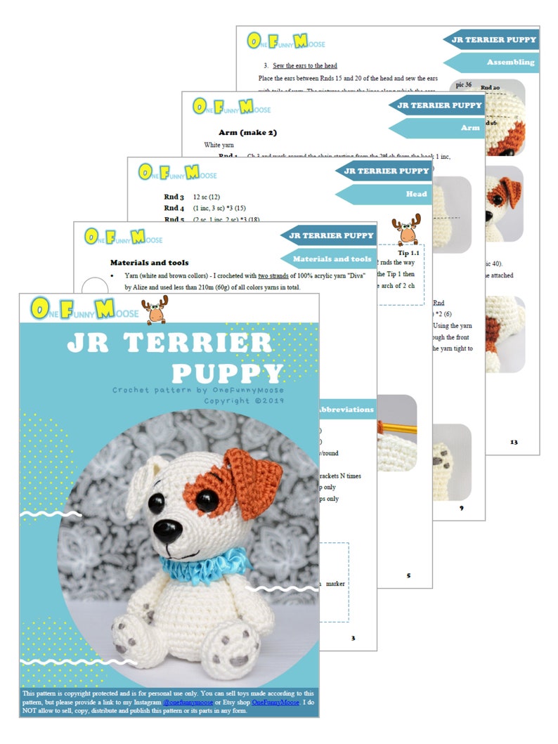 Crochet Dog Jack Russell Terrier Pattern DIY Amigurumi Puppy - Etsy