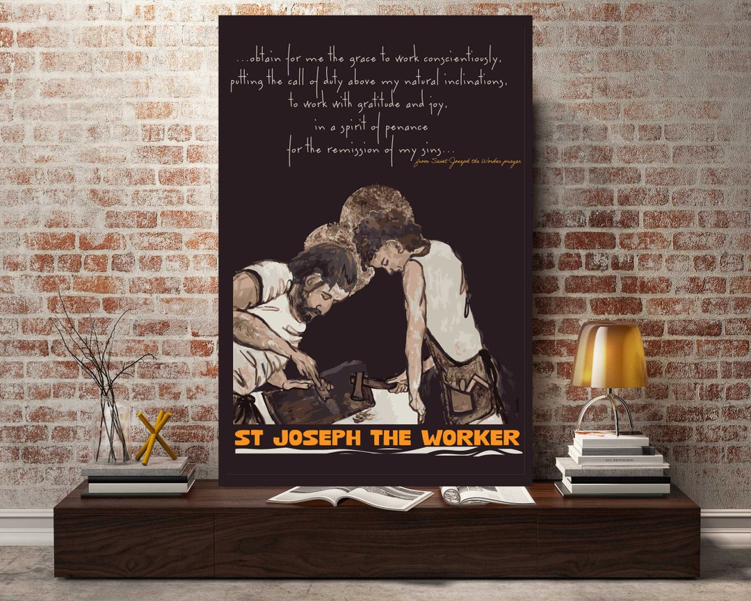 St Joseph and Jesus, St Joseph the Worker, Saint Poster, Saint Art ...