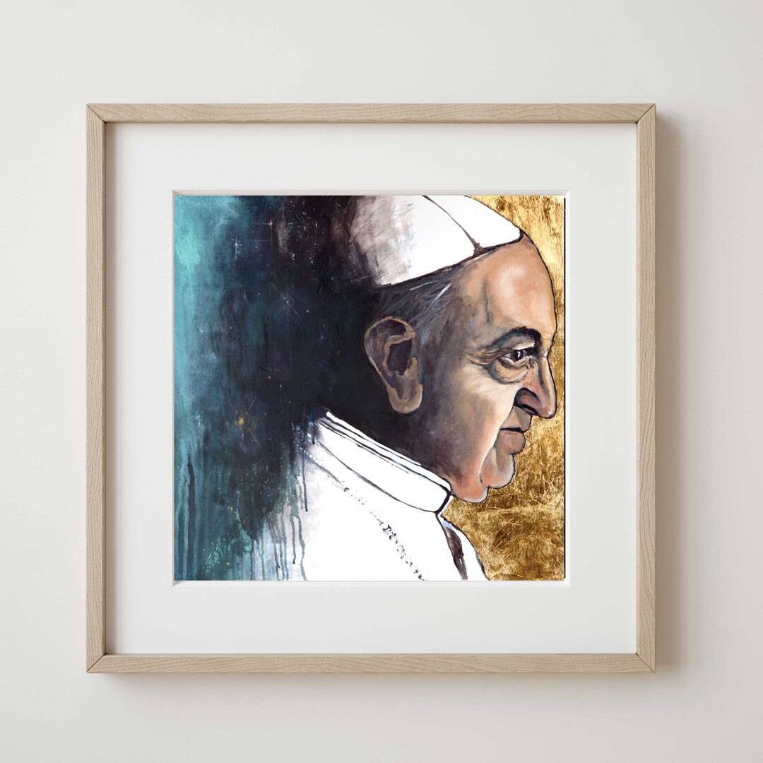 Pope Francis, Catholic Art, Catholic Home Decor, Pope Art, Gold Leaf ...