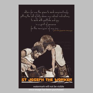 St Joseph and Jesus, St Joseph the Worker, Saint Poster, Saint Art ...