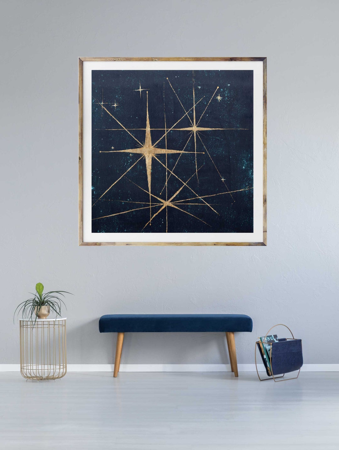 Star Retro Art Print, Mid Century Modern Art, Stars, Night Sky, Retro ...