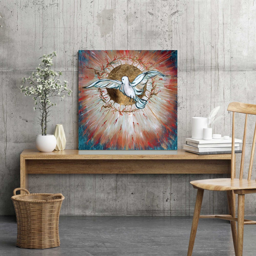 Holy Spirit Painting, Gold Leaf, Catholic Art, Christian Art, God ...