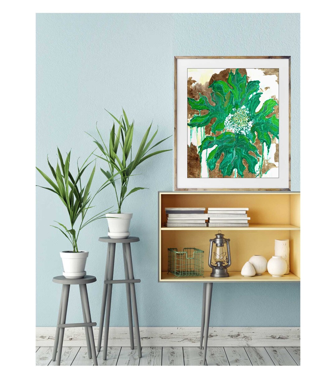 Tropical Decor, Oak Hydrangea, Floral Art, Tropical Art, Gold Art Print ...