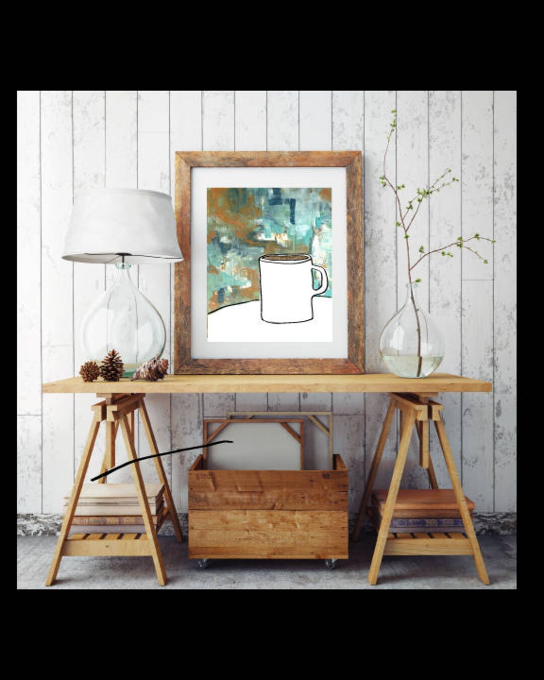 Coffee Art Print, Abstract Cup of Coffee, Coffee Art, Gold Leaf ...