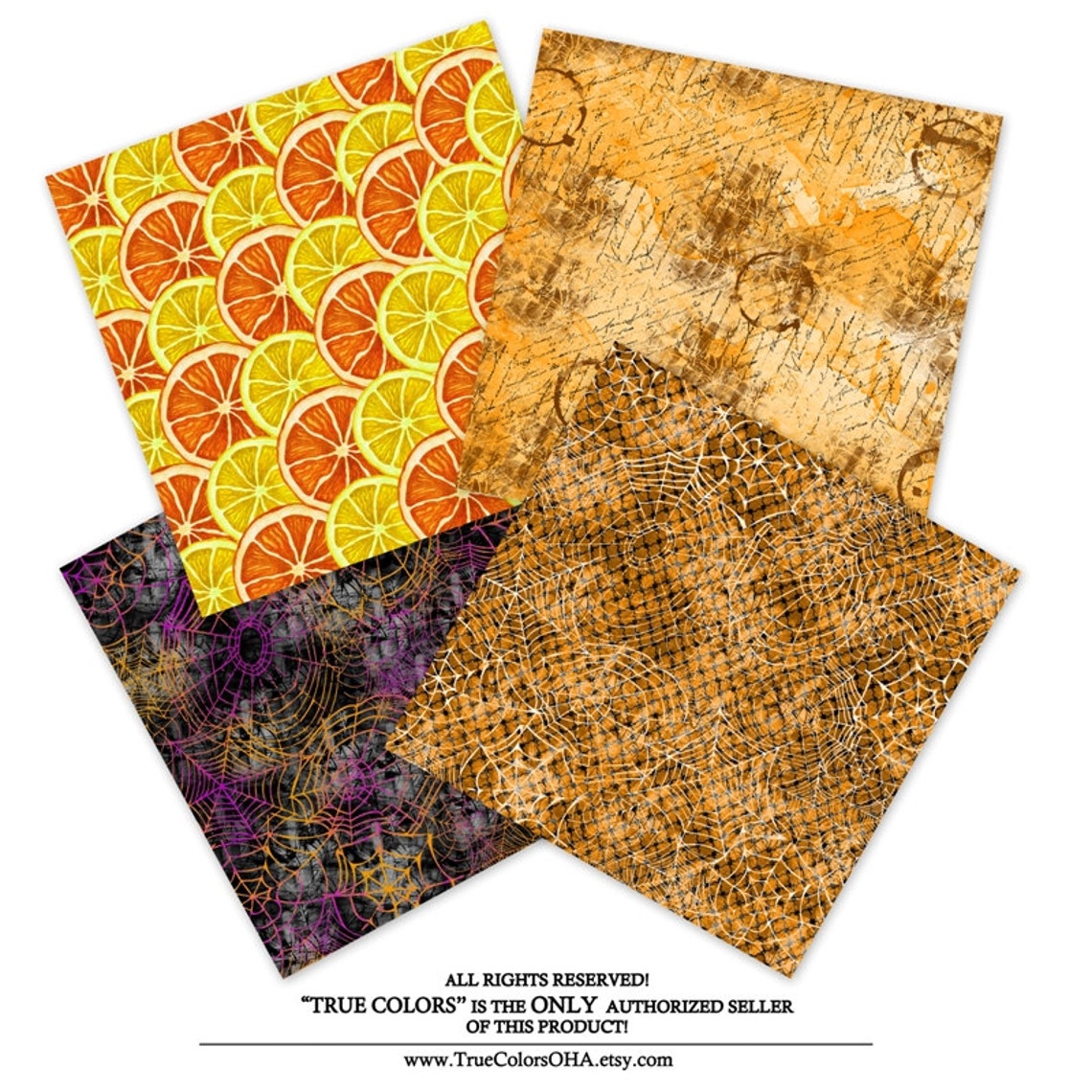 Halloween Digital Paper Pack Watercolor Hand-painted Black Green Yellow ...