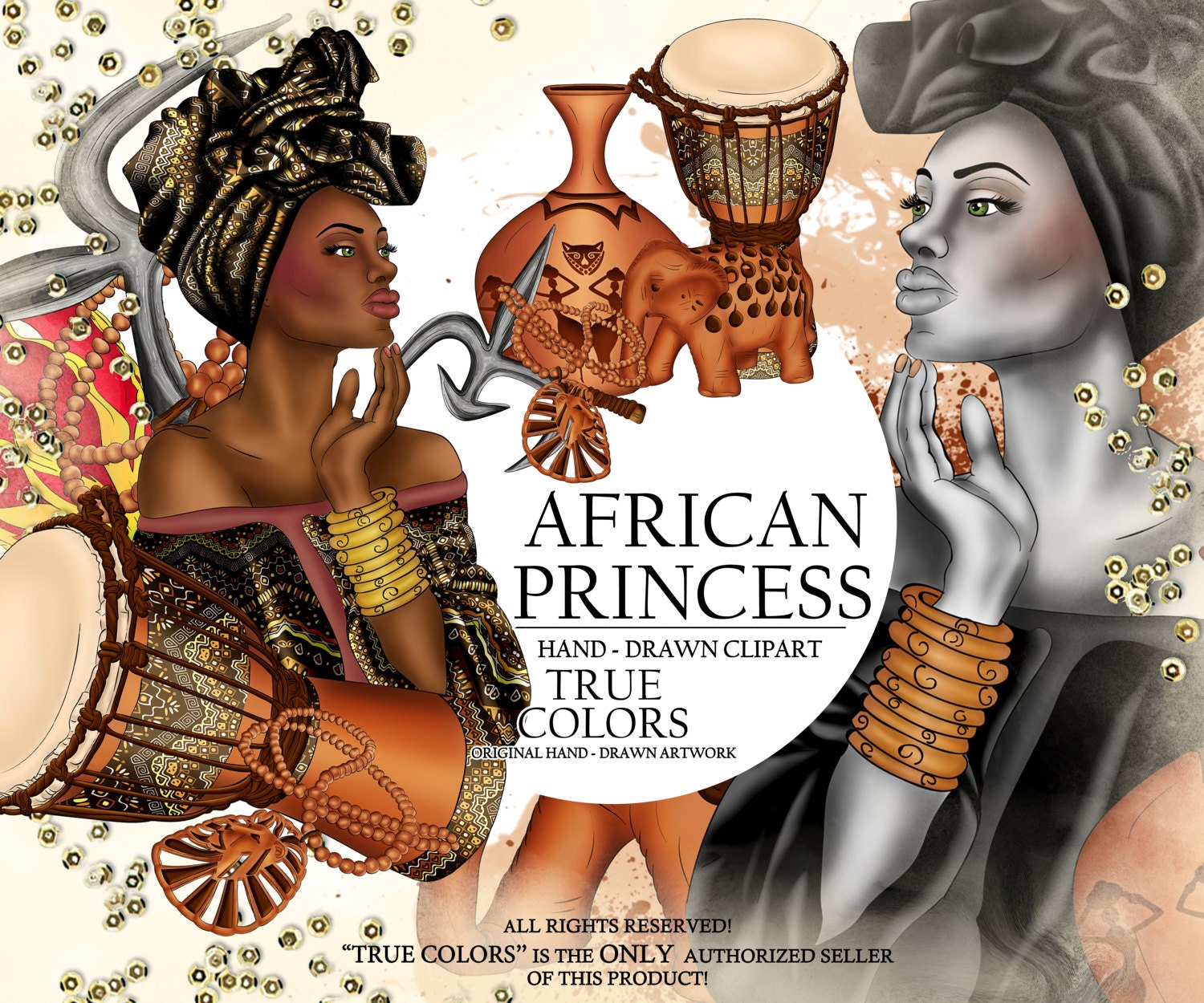 African American Princess Clip Art Beautiful Black Woman | Etsy