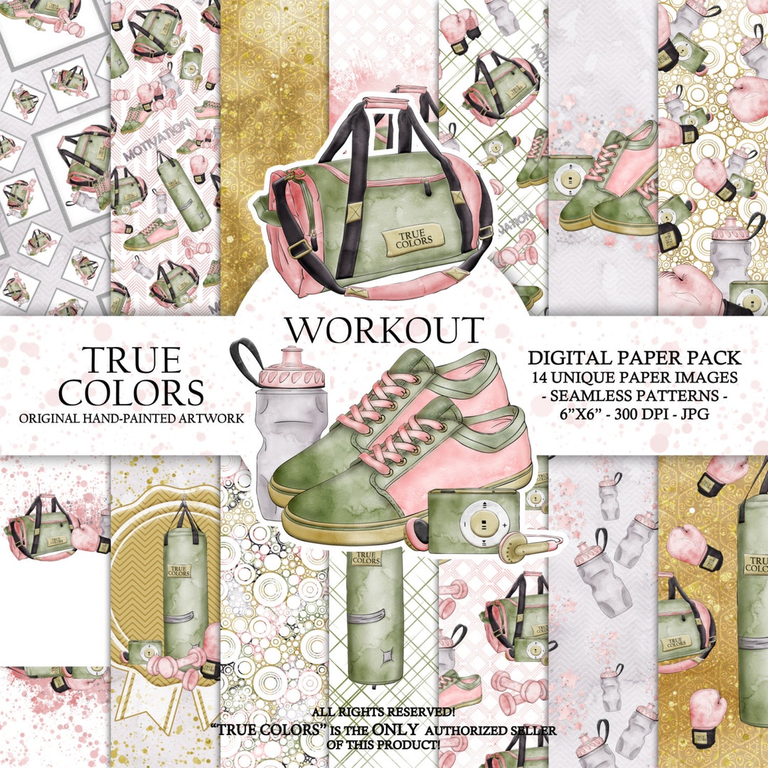 Workout Digital Paper Pack Sport Gym Train Fashion - Etsy