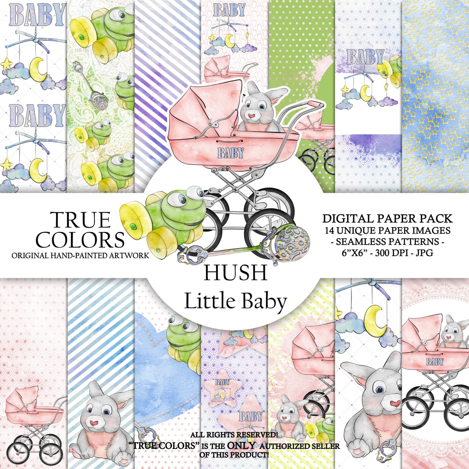 Hush Little Baby Digital Paper Pack Fashion Illustration | Etsy