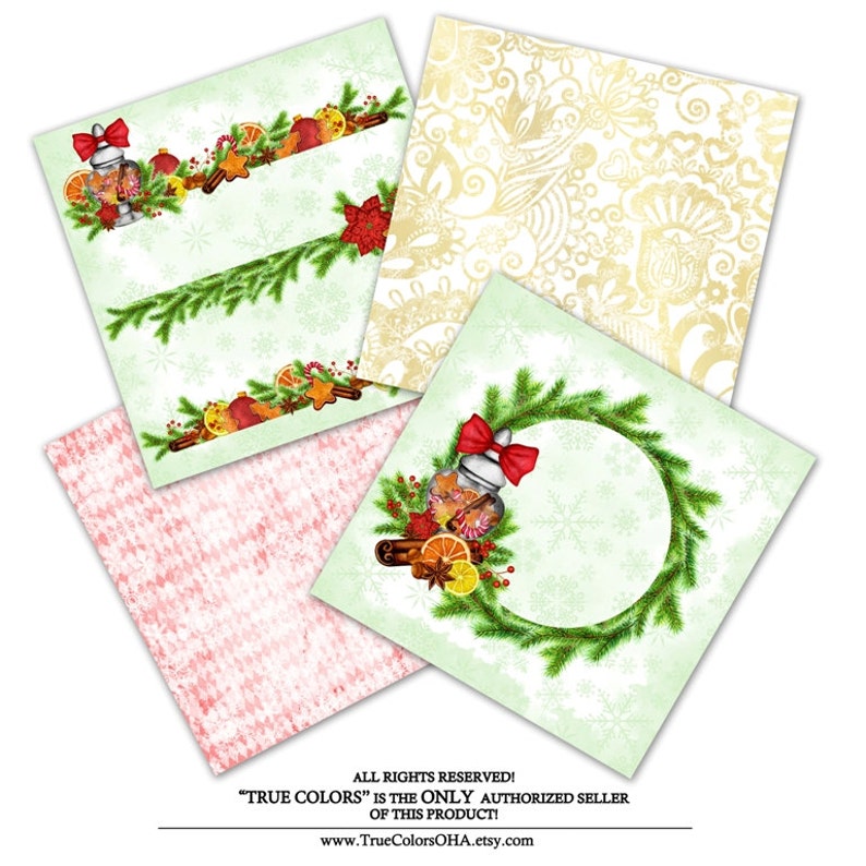 Christmas Digital Paper Pack Watercolor Hand-painted Printable - Etsy
