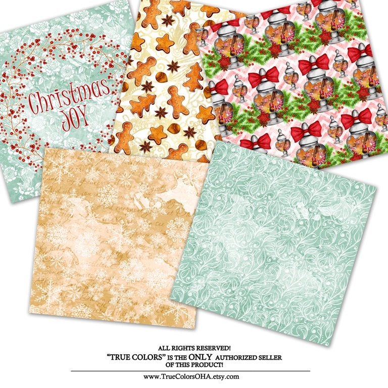 Christmas Digital Paper Pack Watercolor Hand-painted Printable - Etsy