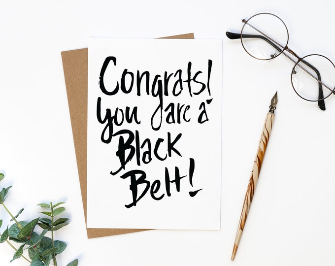 Congrats Black Belt Greeting Card, Martial Arts Greeting Card, Black ...