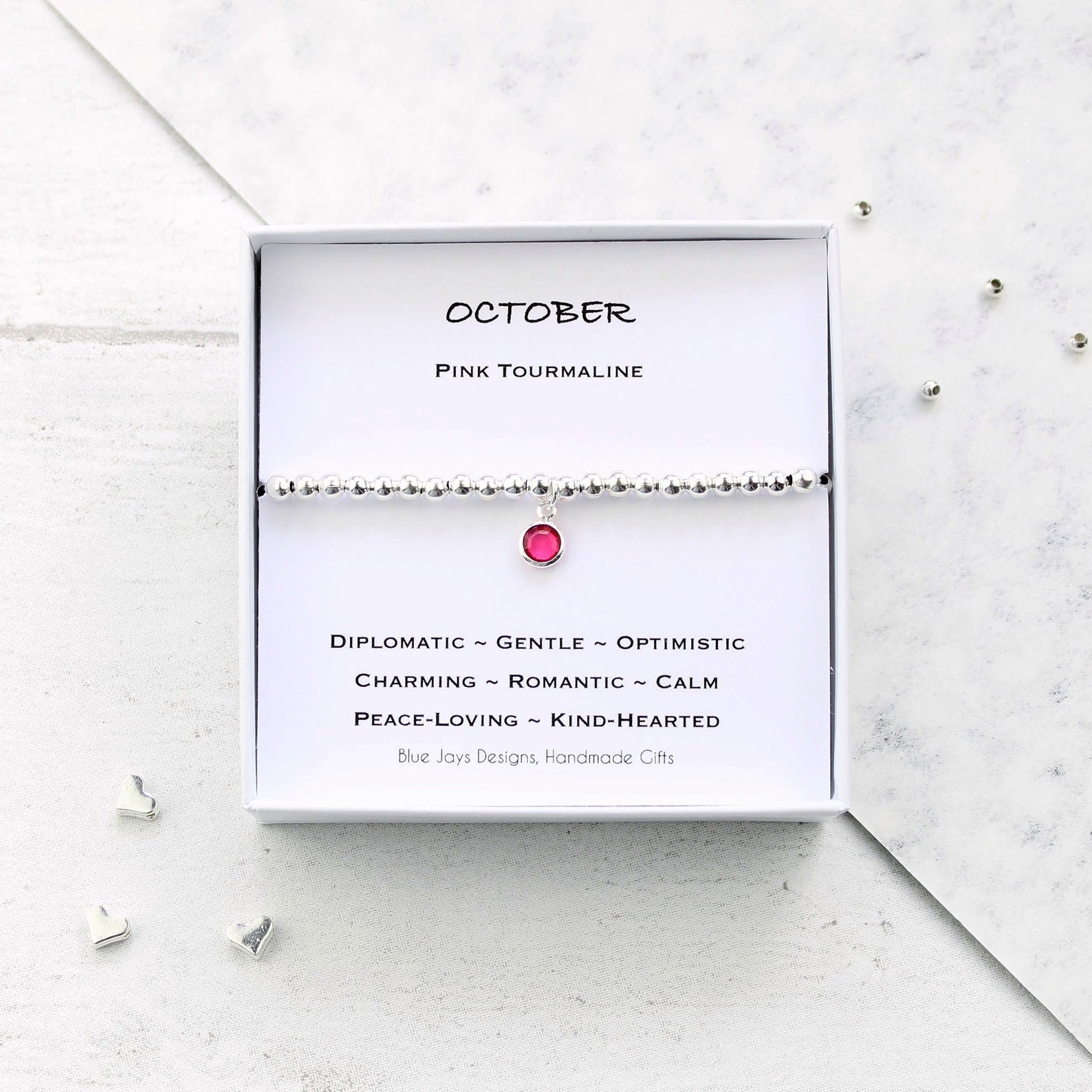 Silver October Birthstone Bracelet, Personalised Gifts for Her ...