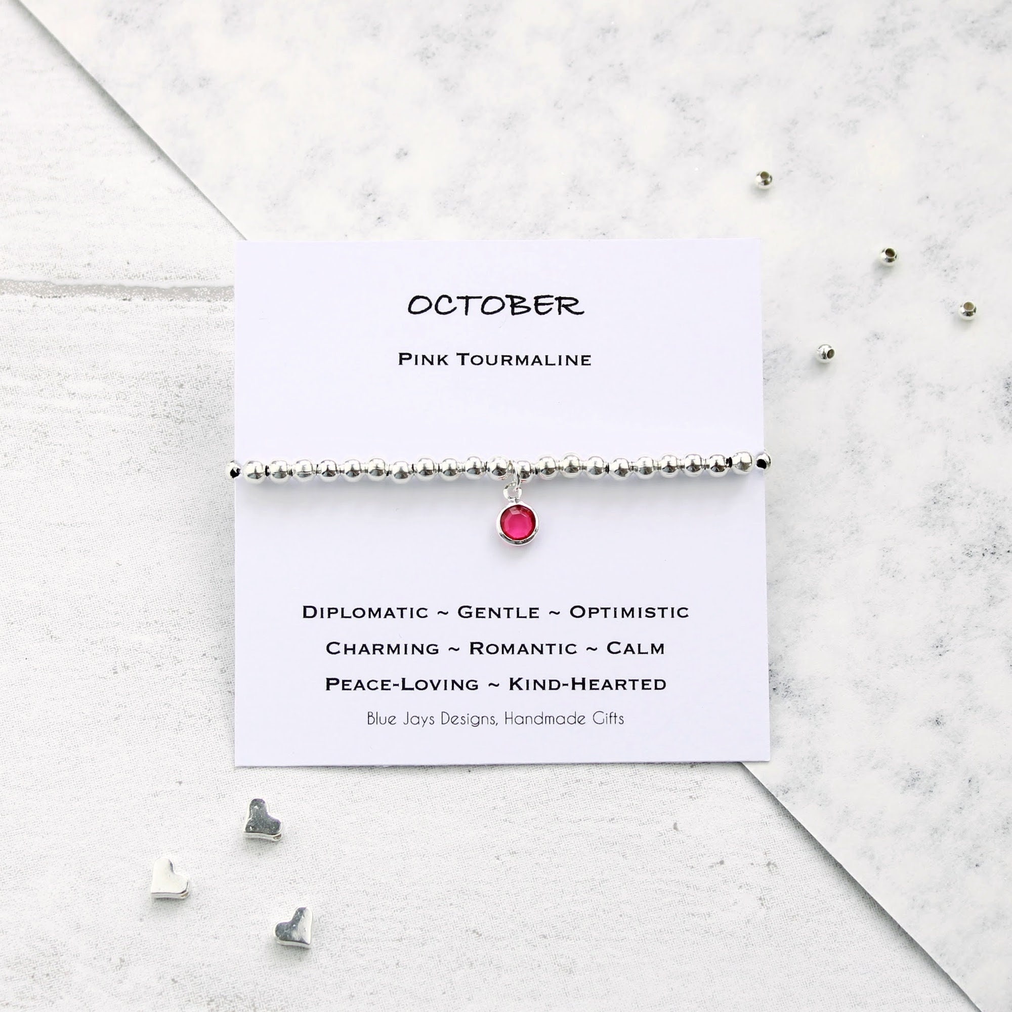 Silver October Birthstone Bracelet, Personalised Gifts for Her ...