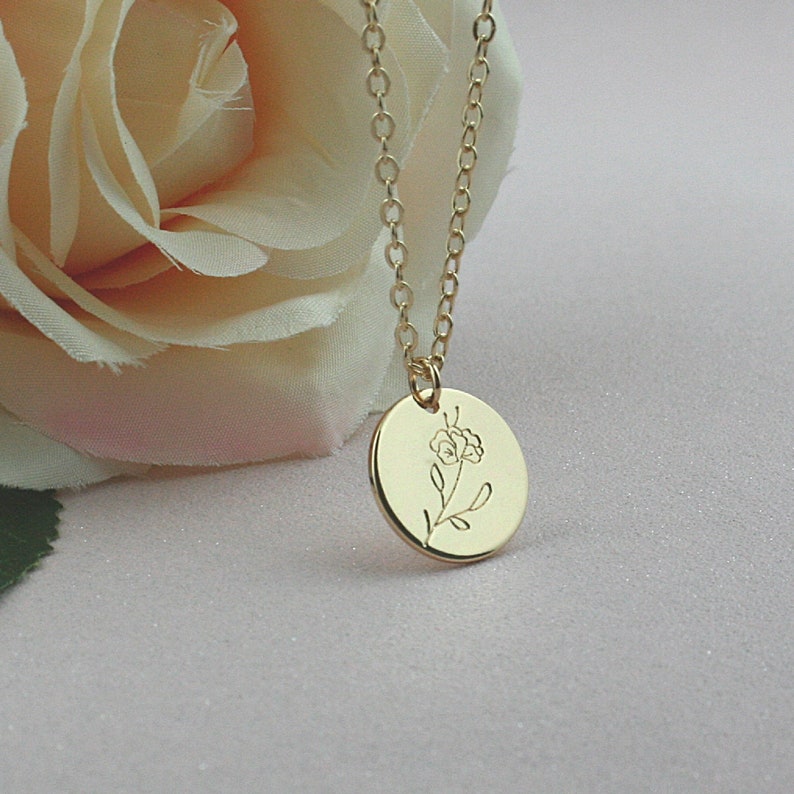 Gold Birth Flower Necklace Personalized Jewelry T Birth Etsy Denmark