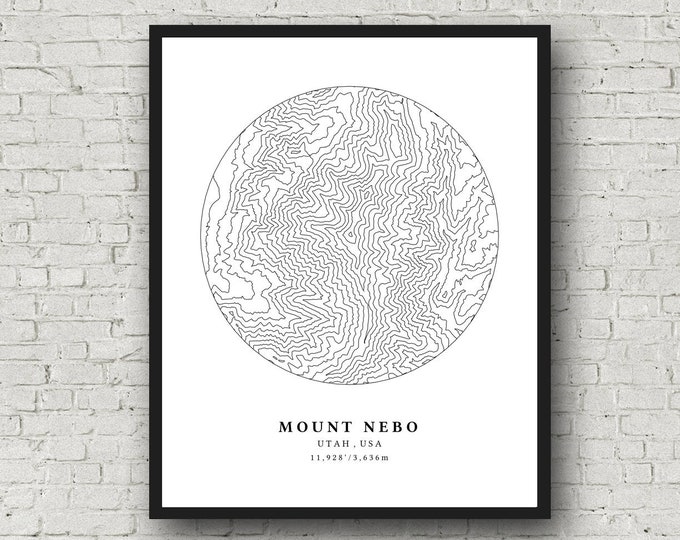 Mount Nebo Topographic Map, Mount Nebo Map, Salt Lake City Print ...
