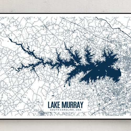 Lake Murray South Carolina Printable Map Poster Lake Murry SC - Etsy