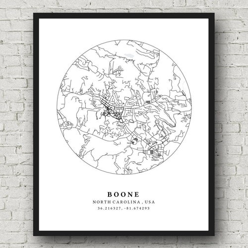 Boone North Carolina Printable Map Boone NC Wall Art - Etsy