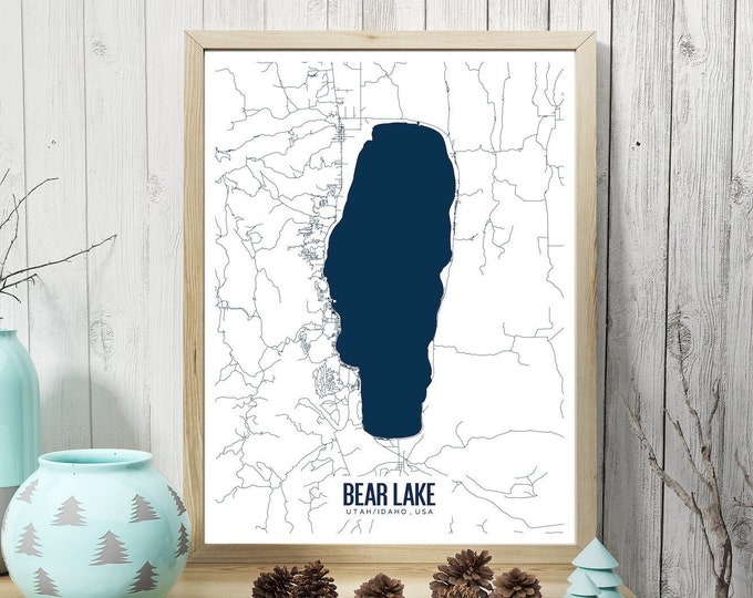 Bear Lake Printable Map, Bear Lake Map, Bear Lake Wall Art, Printable ...