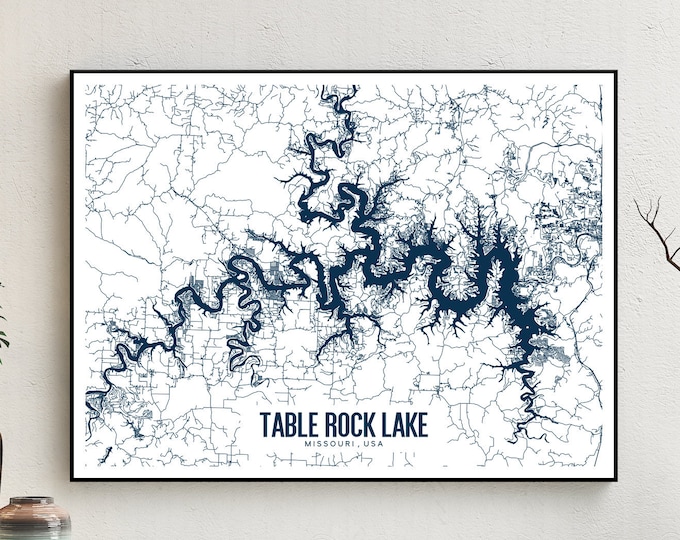 Table Rock Lake Printable Map, Table Rock Lake Missouri Wall Art, Table ...