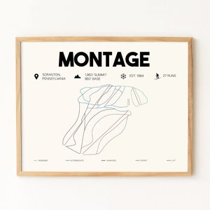 Montage Mountain Pennsylvania Printable Trail Map, Skiing Wall Art ...
