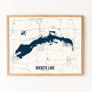 Buckeye Lake Ohio Printable Map Buckeye Lake Map Poster - Etsy
