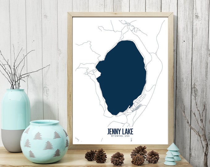 Jenny Lake Printable Map, Jenny Lake Map, Jenny Lake Print 16x20, Grand ...