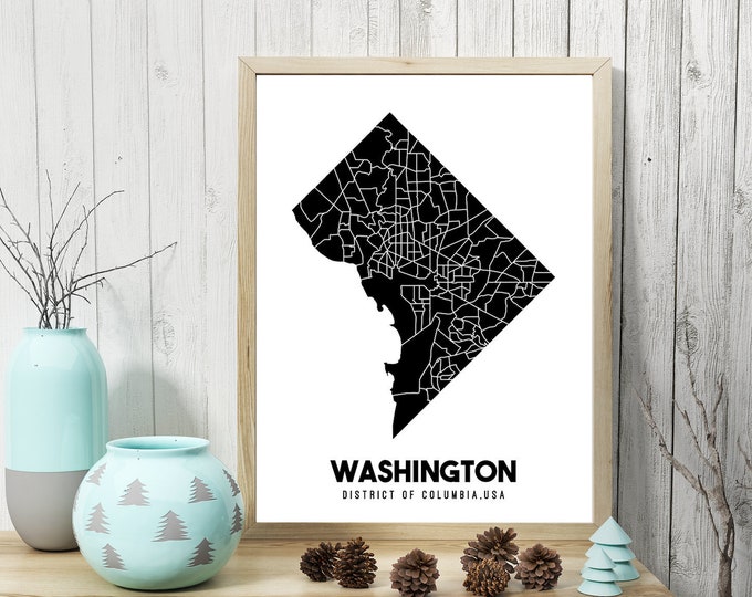 D.C. City Map Print, DC Map, Washington D.C. Printable Map, DC Map ...