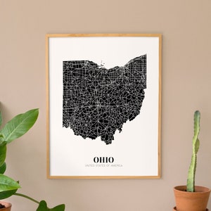 Map of Ohio, Printable Ohio Map, Printable OH Map Poster, Custom Map ...