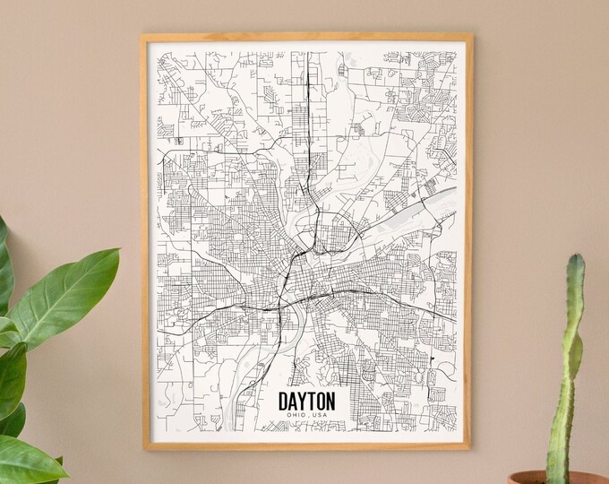 Dayton Map, Dayton Ohio Printable Map, Dayton OH Map, Minimalist Map ...