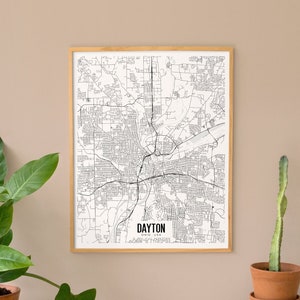 Dayton Map, Dayton Ohio Printable Map, Dayton OH Map, Minimalist Map ...