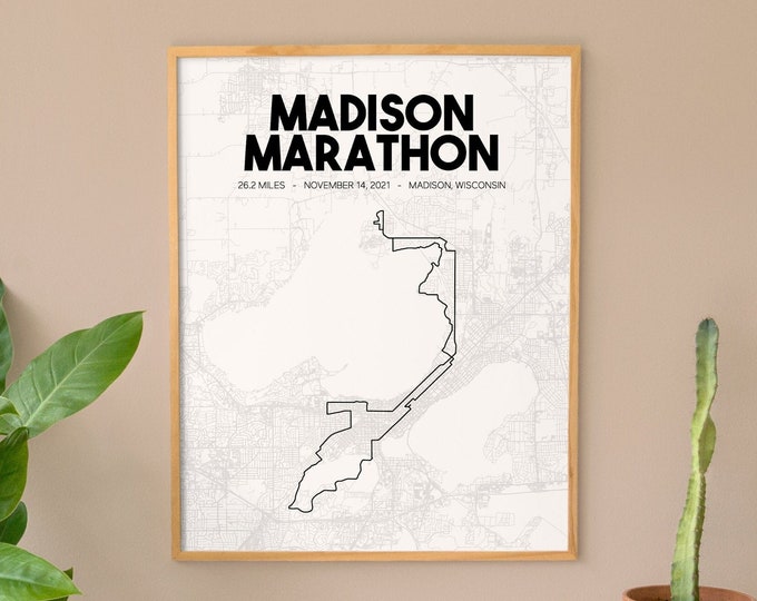 Madison Marathon Course Map 2021, Marathon Map Art, Custom Marathon Map ...