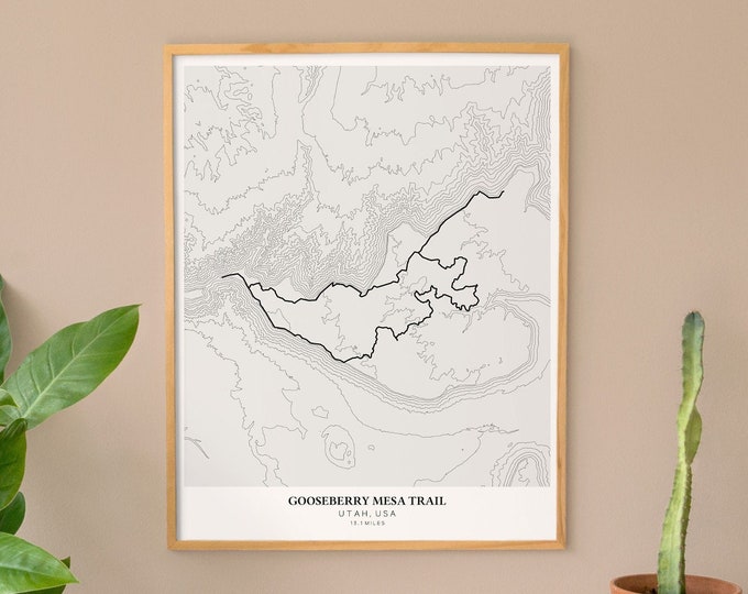 Gooseberry Mesa MTB Trail Topographic Map, Printable Mountain Biking ...